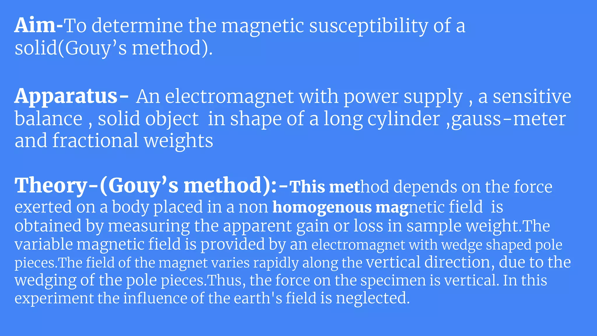 Gouy's method of magnetic susceptibility | PPTX