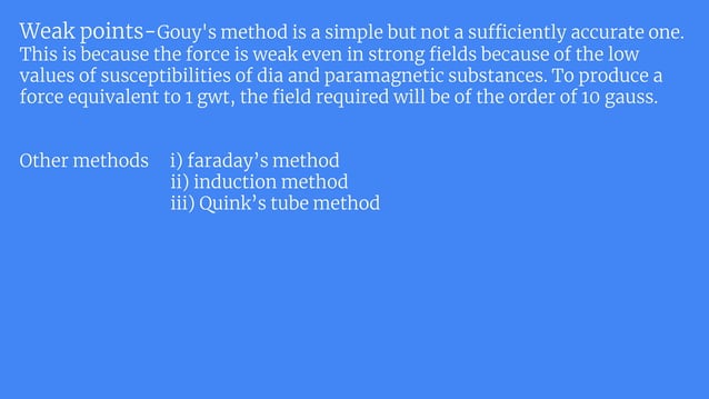 Gouy's method of magnetic susceptibility | PPTX | Physics | Science