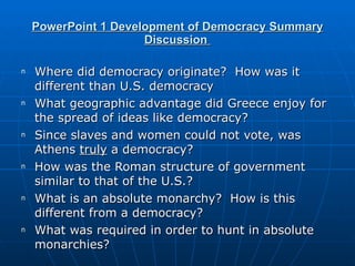 Gov. Presentation - Development Of Democracy | PPT | Civic affairs ...
