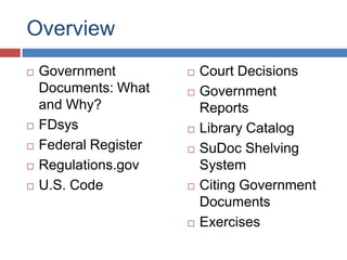 Introduction to Government Documents | PPTX