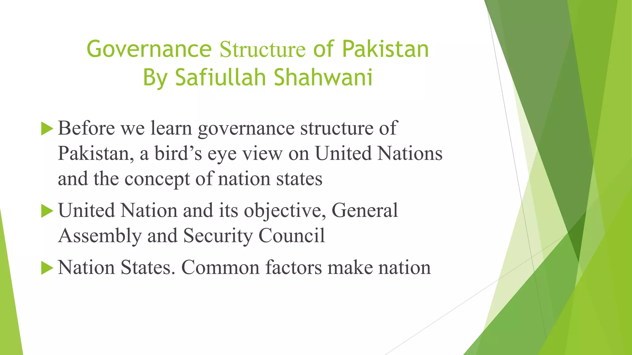 Goverance structure of pakistan | PPTX