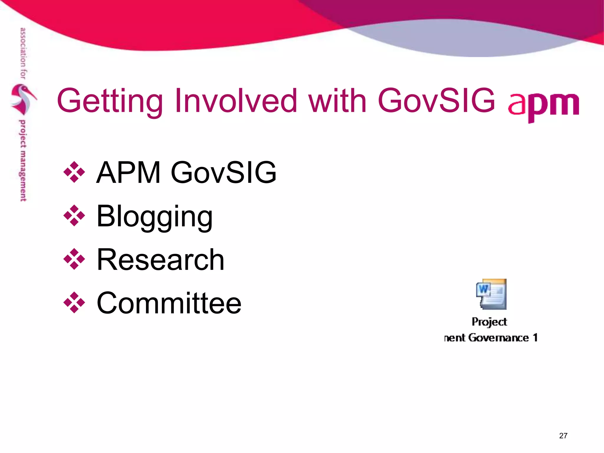 APM Presents - Why project governance and its key principles and ...