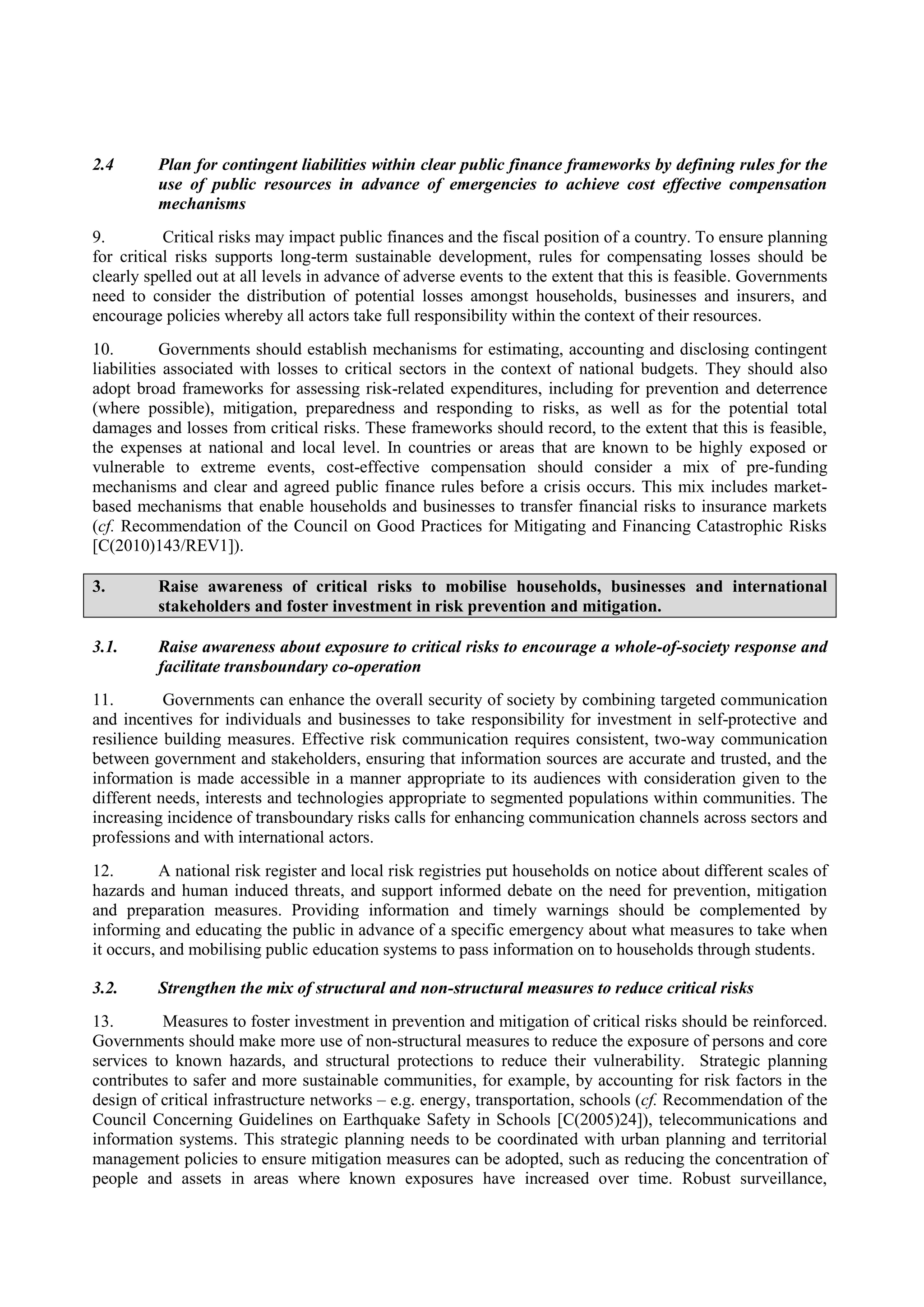 OECD Recommendation on the Governance of Critical Risks | PDF