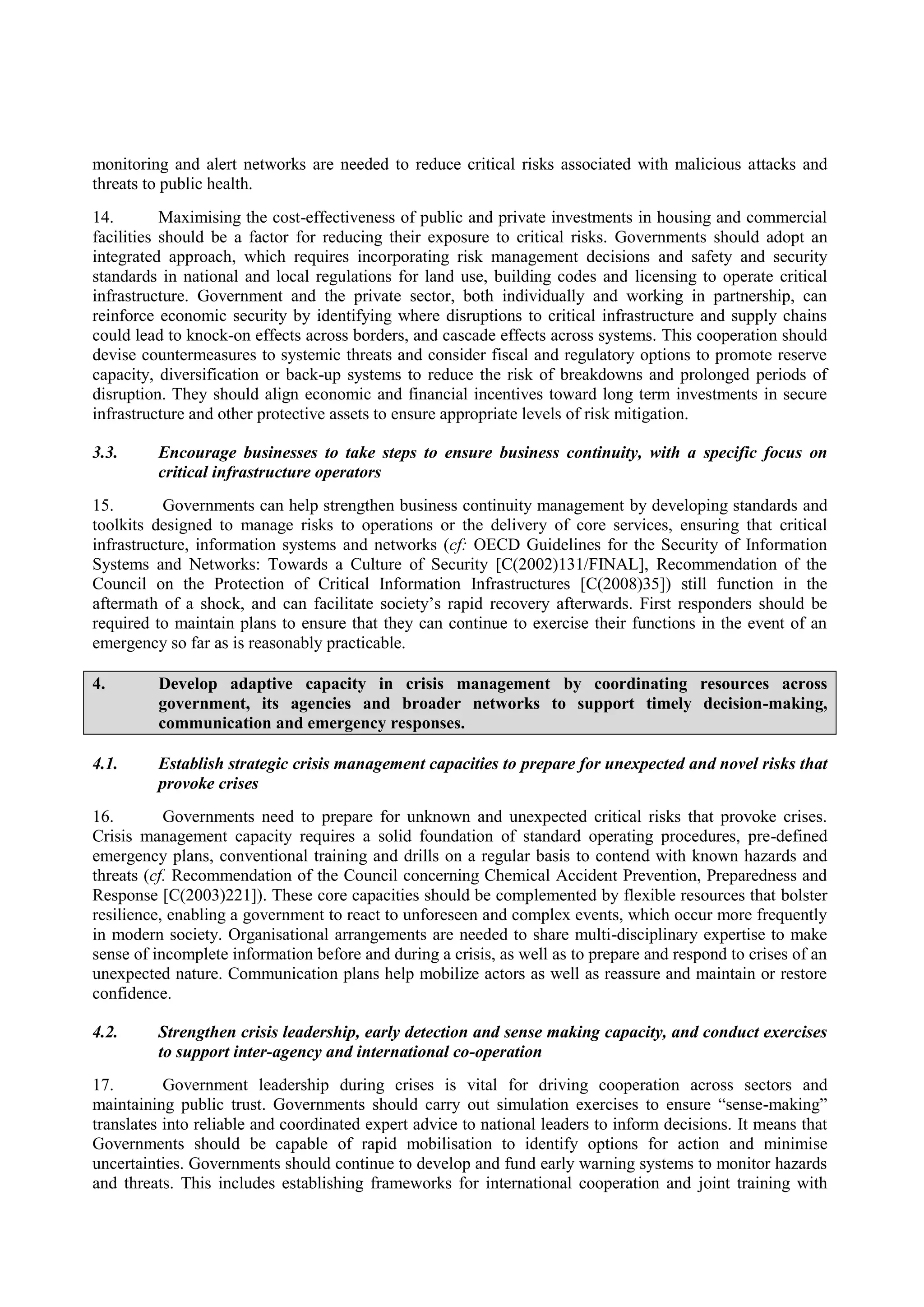 OECD Recommendation on the Governance of Critical Risks | PDF