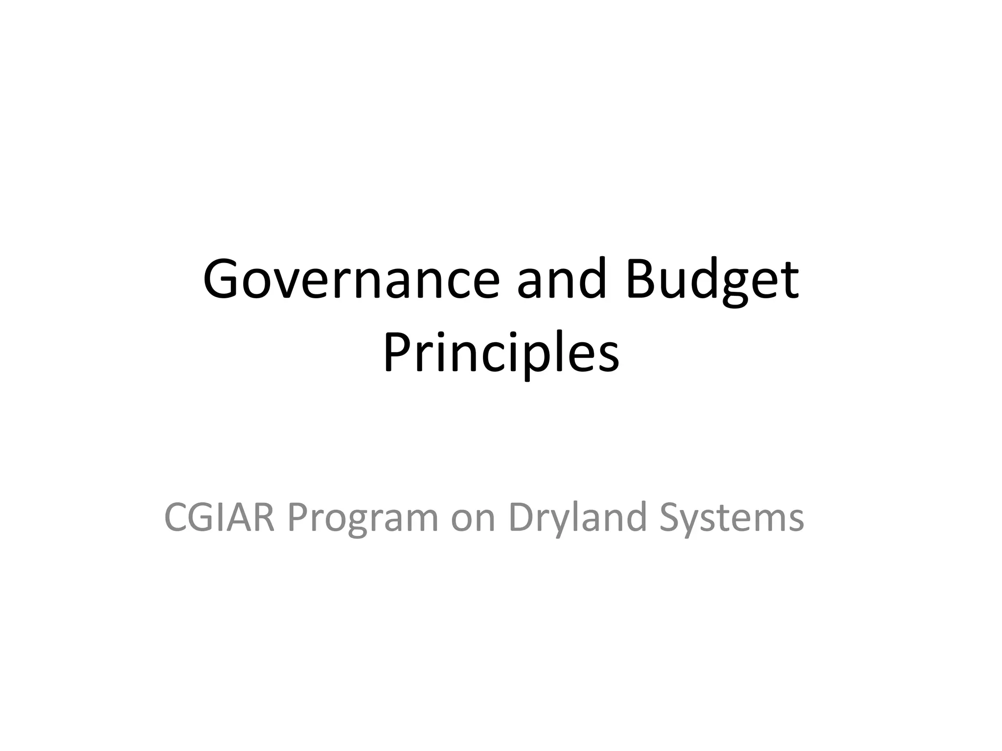 Governance and budget principles wads | PPT