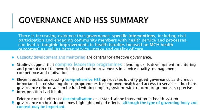 Governance, health system strengthening and the private sector | PPT