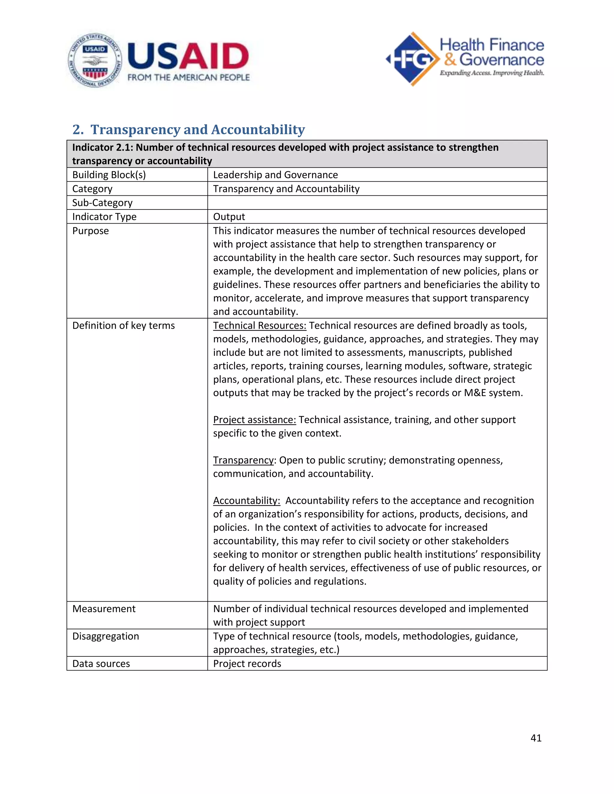 Governance and Leadership Indicators Reference Sheets 2015 | PDF