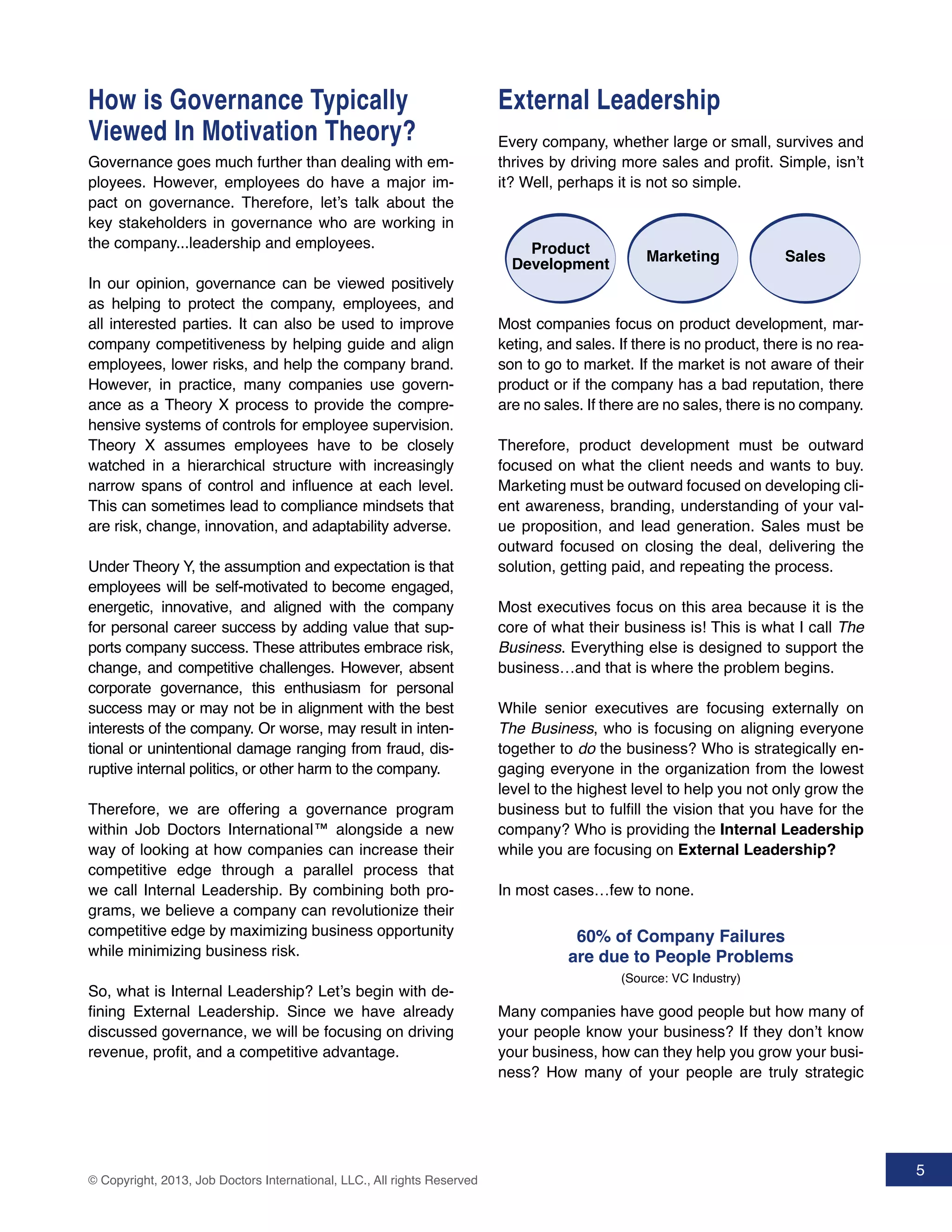 Combining Corporate Governance with Internal Leadership | PDF