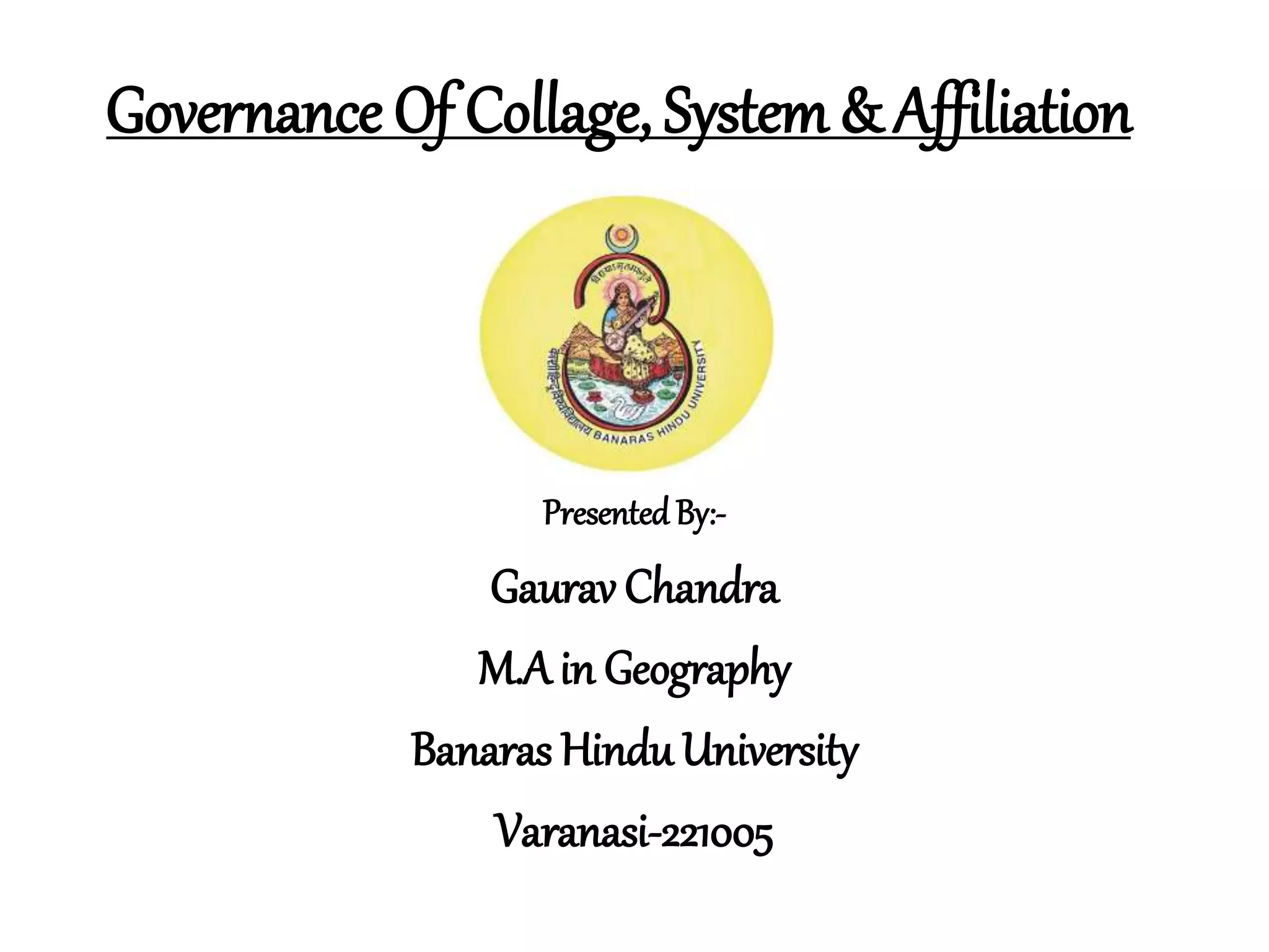 Governance of collage, system & affiliation | PPTX