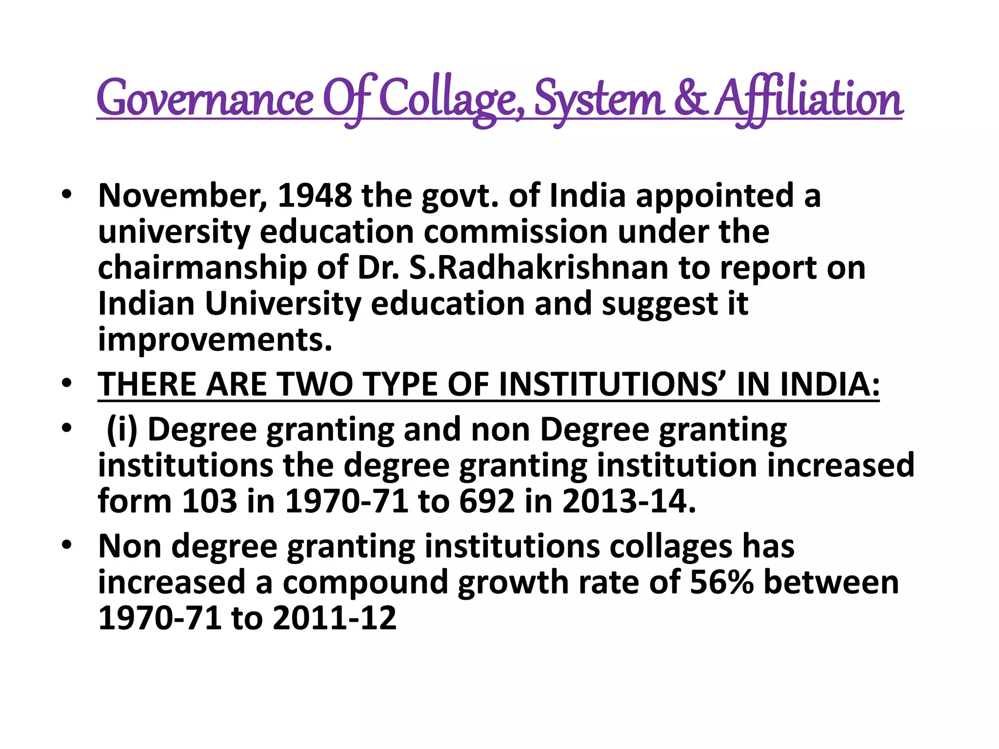 Governance of collage, system & affiliation | PPTX