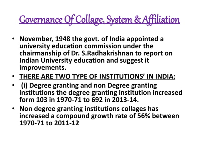 Governance of collage, system & affiliation | PPTX