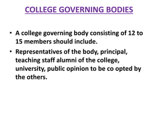 Governance of collage, system & affiliation | PPTX