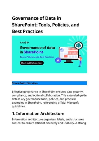 Governance of Data in SharePoint: Tools, Policies, and Best Practices | DOCX