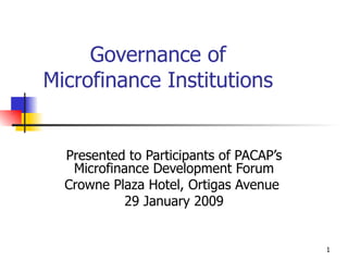 Governance Of Microfinance Institutions | PPT