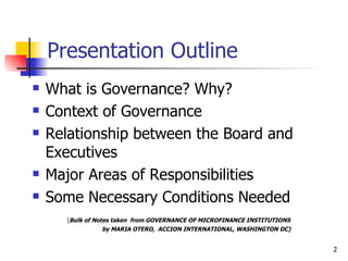 Governance Of Microfinance Institutions | PPT