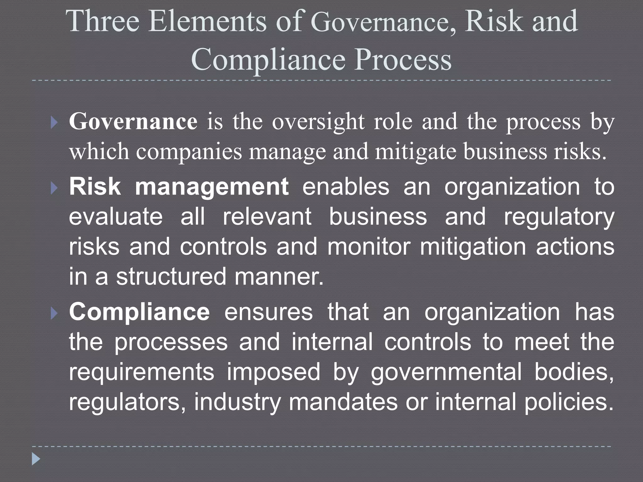 Governance, risk and compliance framework | PPTX