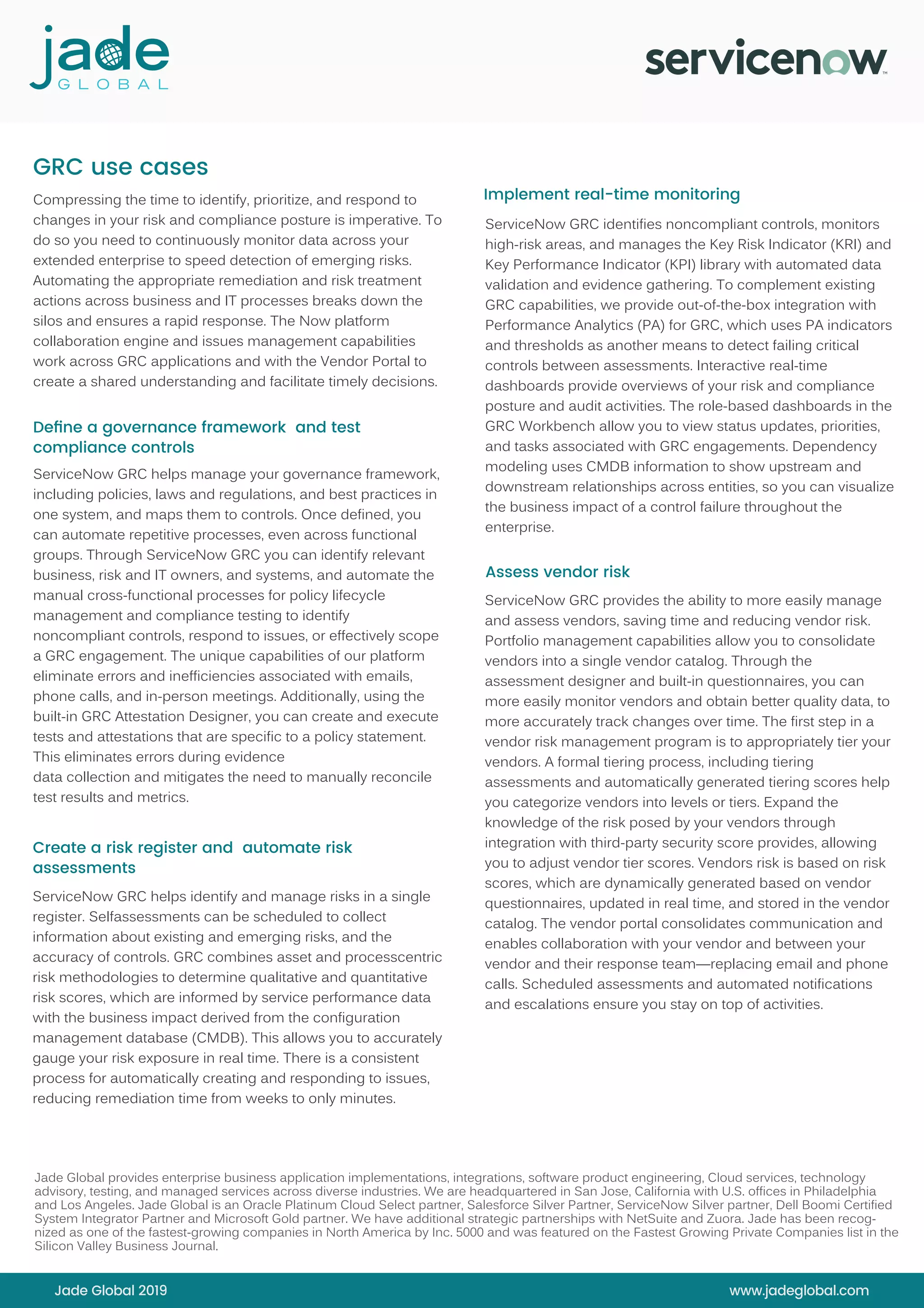 ServiceNow Governance, Risk, and Compliance | PDF