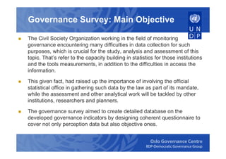 Governance survey conducted by the palestinian central bureau of ...