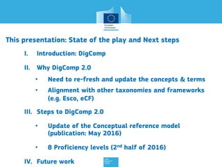 Digital Competence Framework for citizens (DigComp): State of play and ...