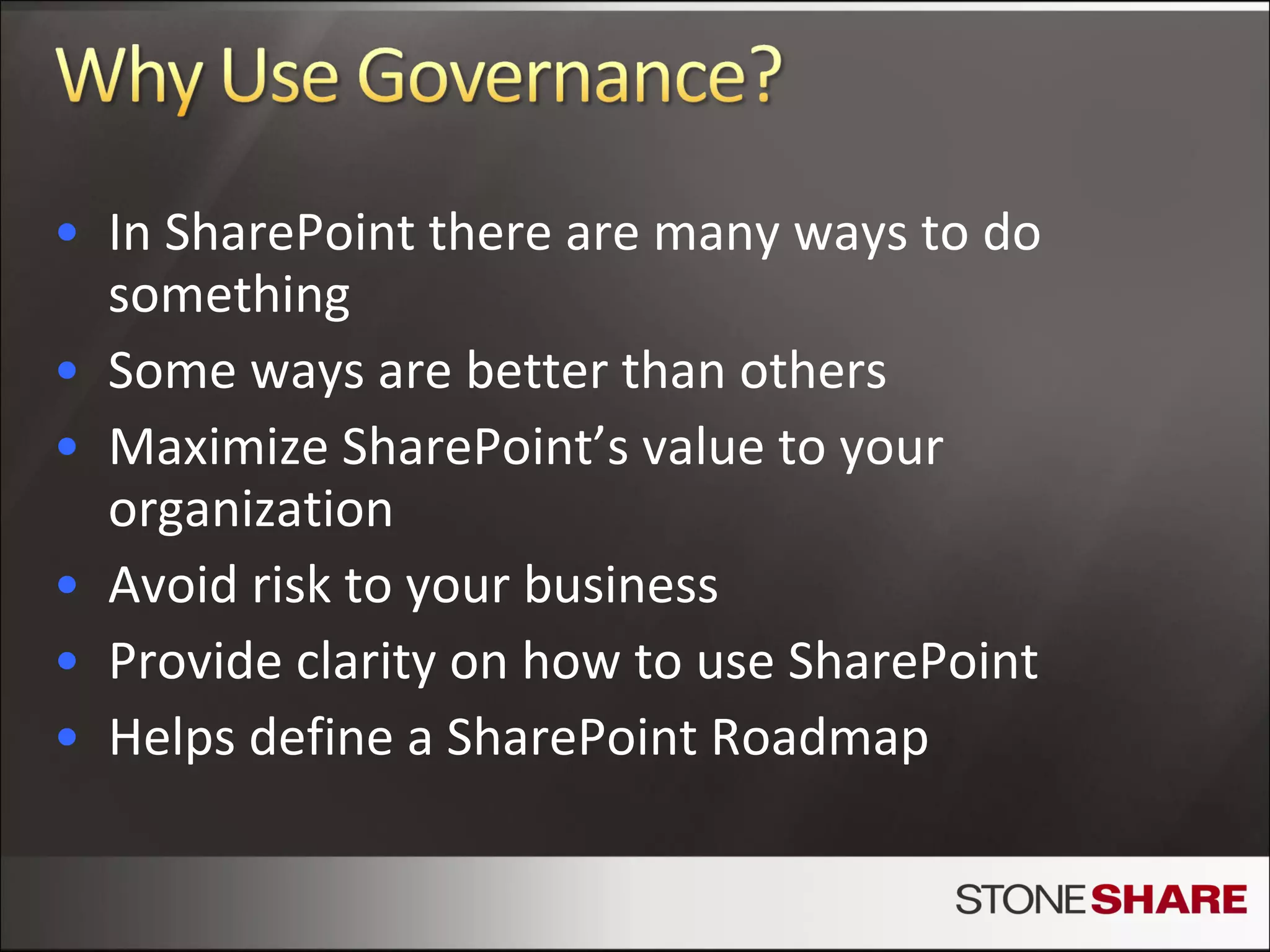 SharePoint Governance workshop presentation | PPT
