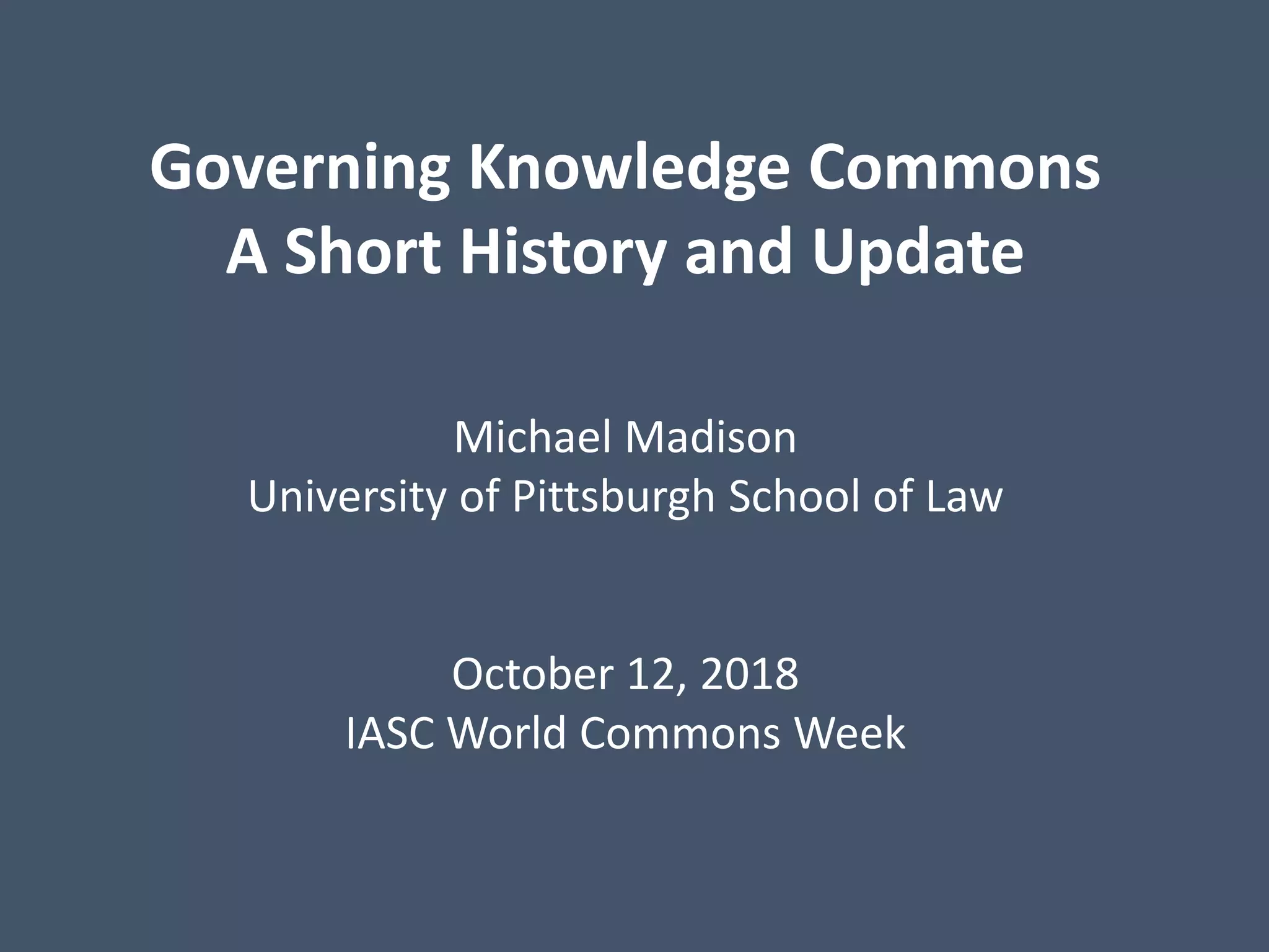 Governing knowledge commons a short history and update | PDF