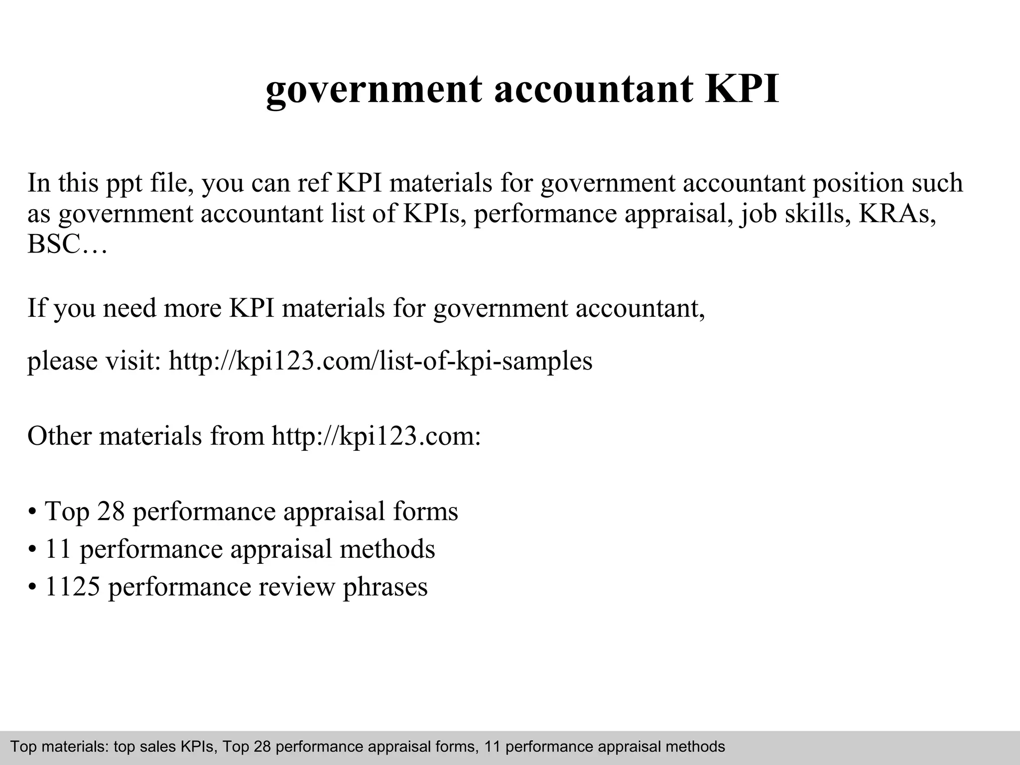 Government accountant kpi | PPT