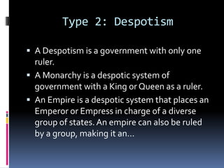 Government and economy types | PPTX | Civic affairs | Politics