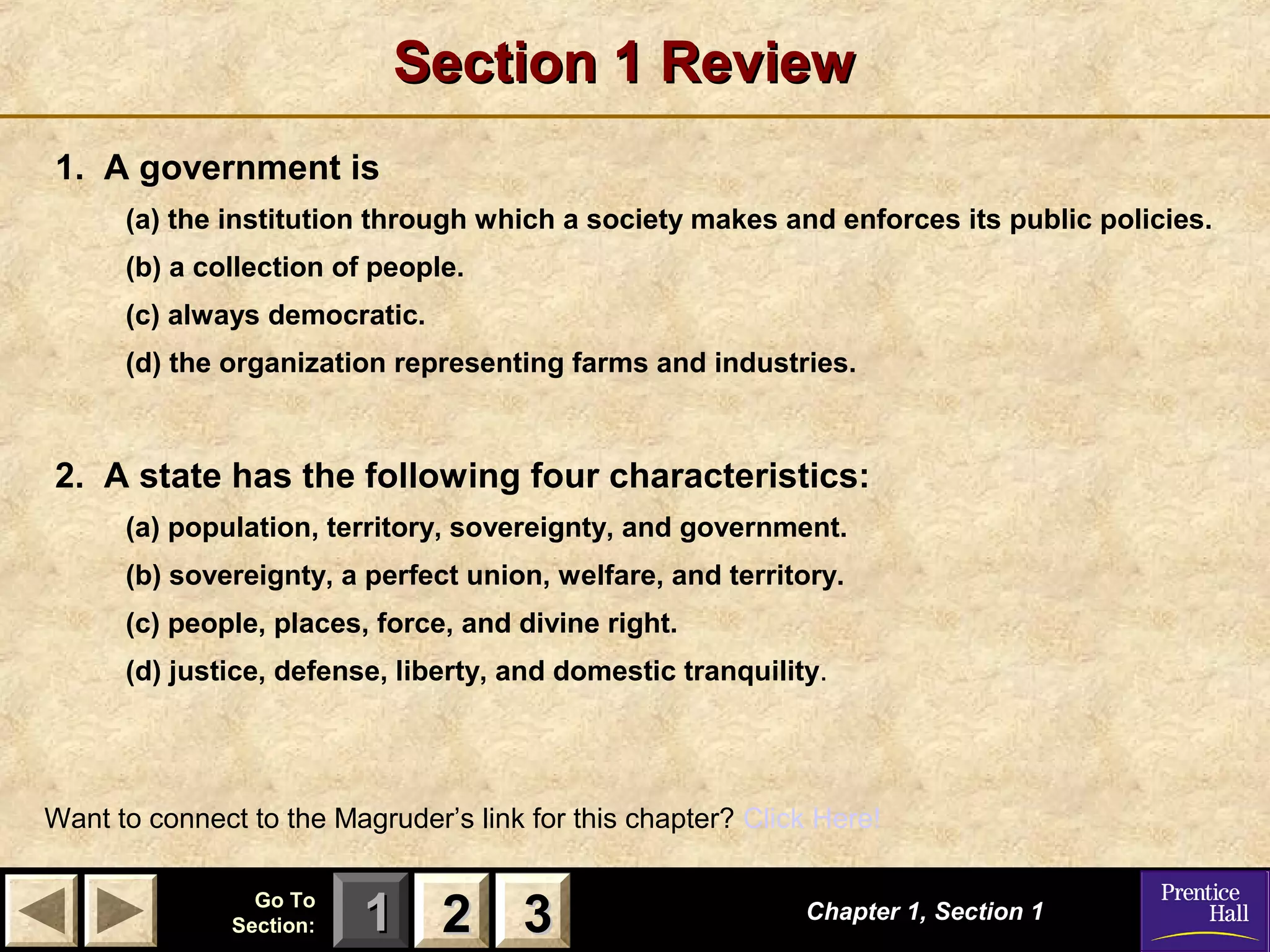 Government chapter 1 powerpoint con't | PPT