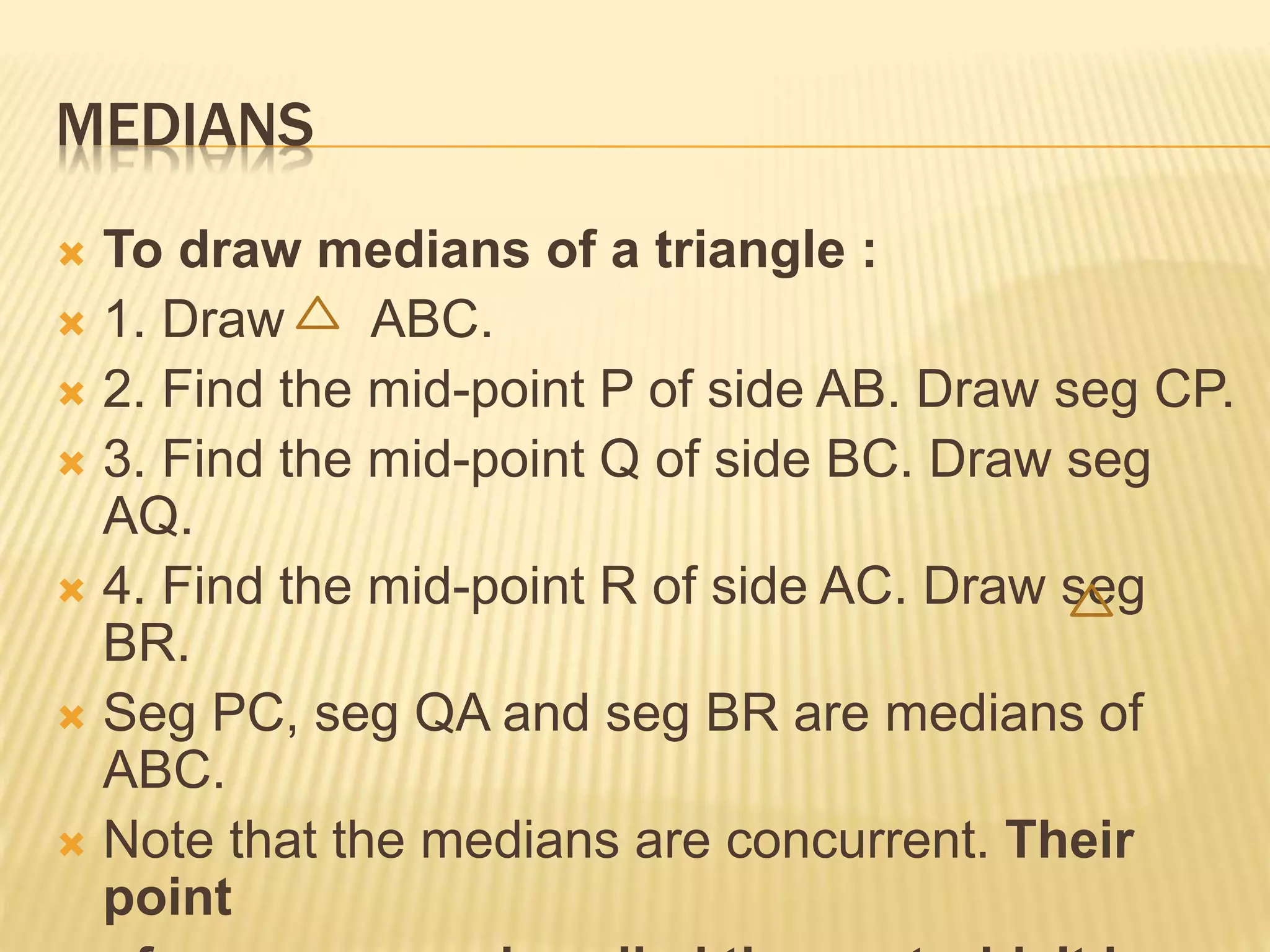 Medians of a Triangle 8th mathematics | PPTX