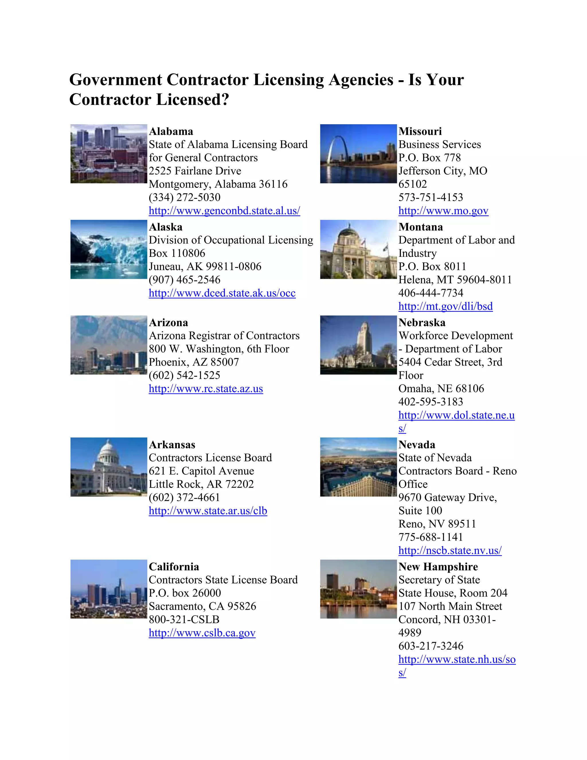 U.S. Government contractor licensing agencies | PDF