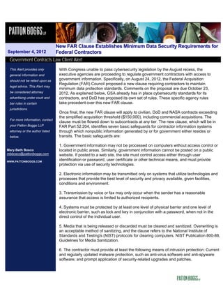 New FAR Clause Establishes Minimum Data Security Requirements for ...