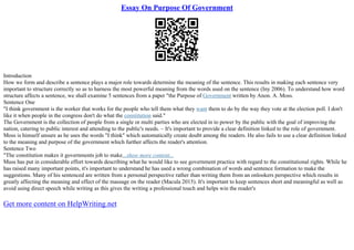 Government Control Essay | PDF