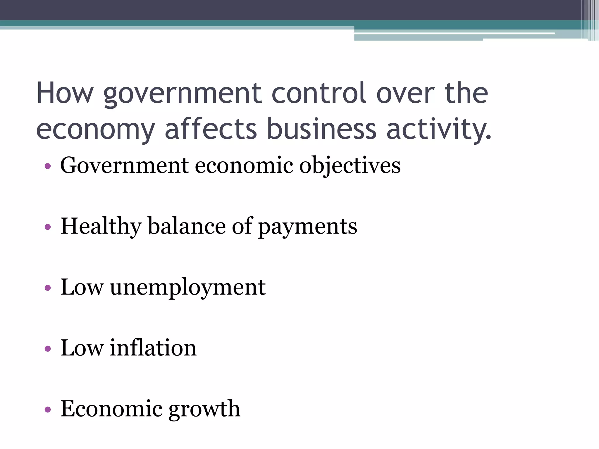 Government economic objectives and policies | PPTX