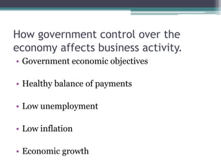 Government economic objectives and policies | PPTX