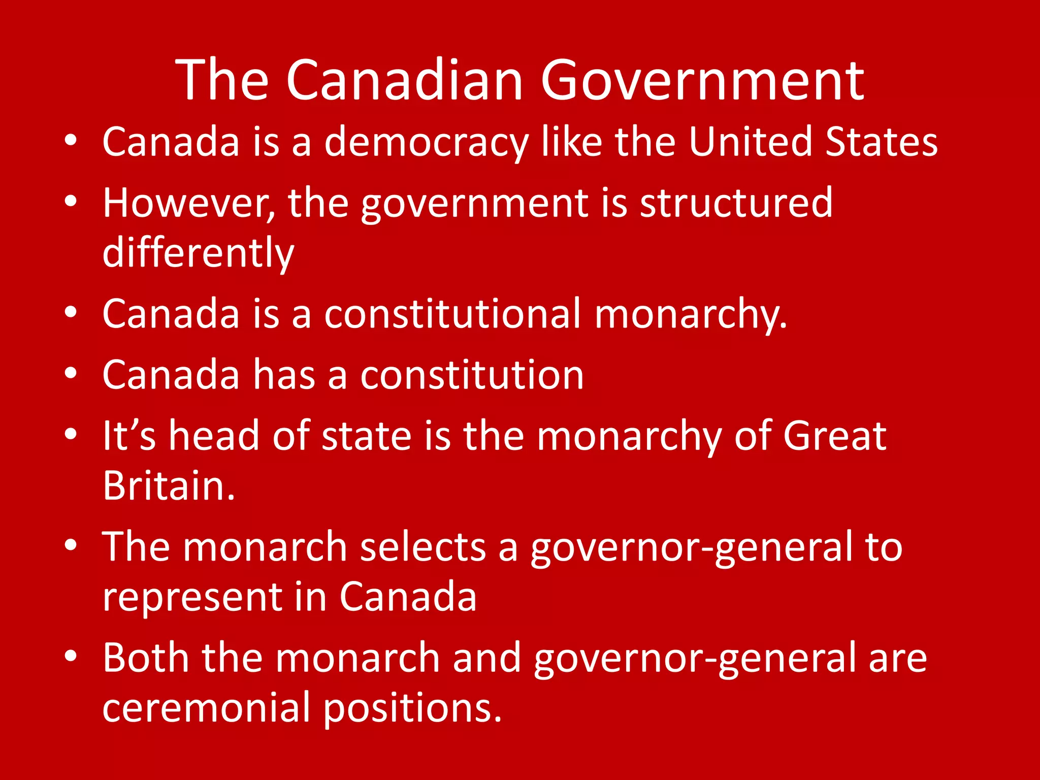 Government & Economy of Canada | PPTX | Politics