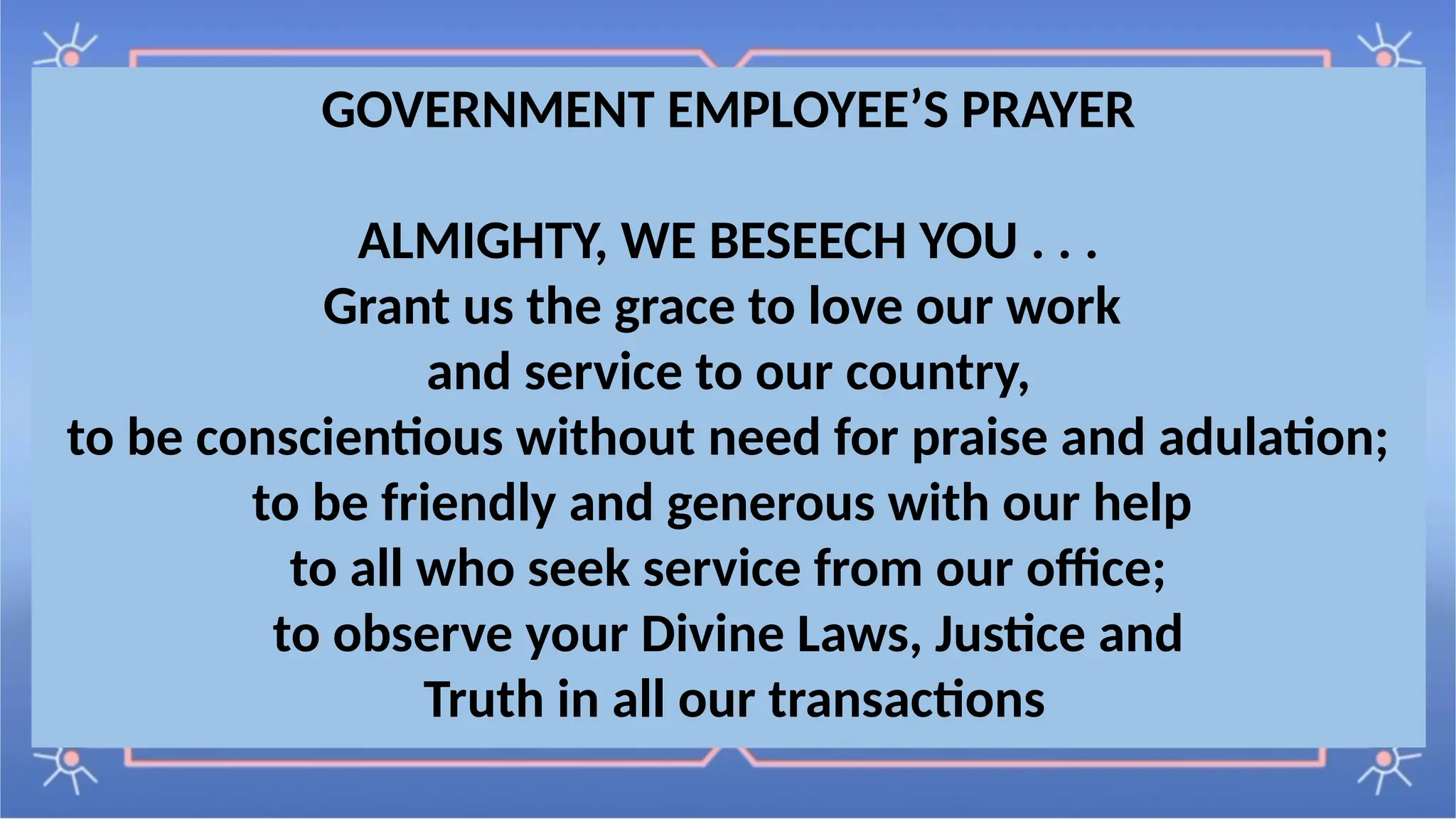Government Employees Prayer Requesting protection for government ...