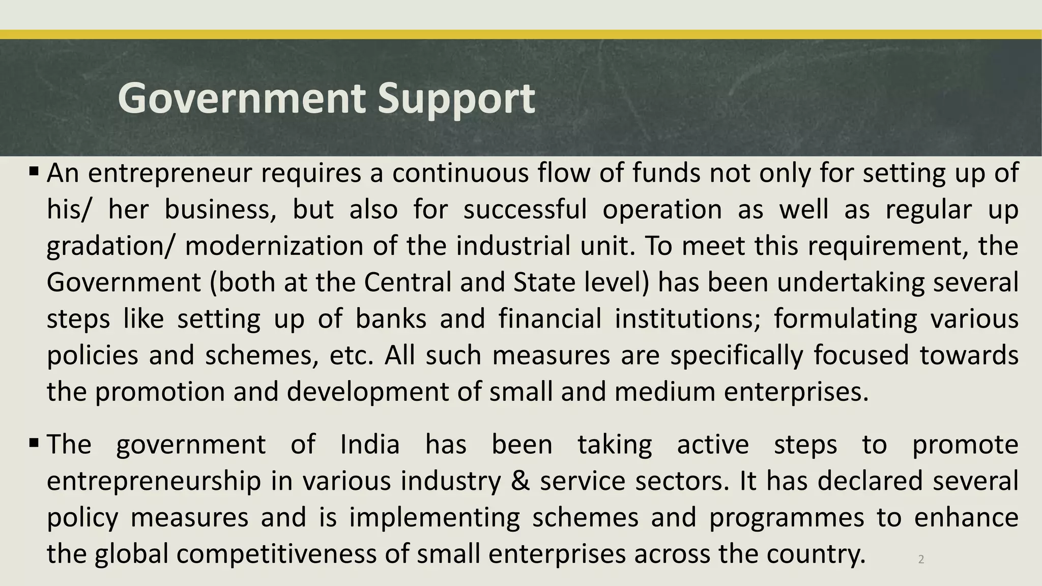 Government encouragement to entrepreneurship | PPTX