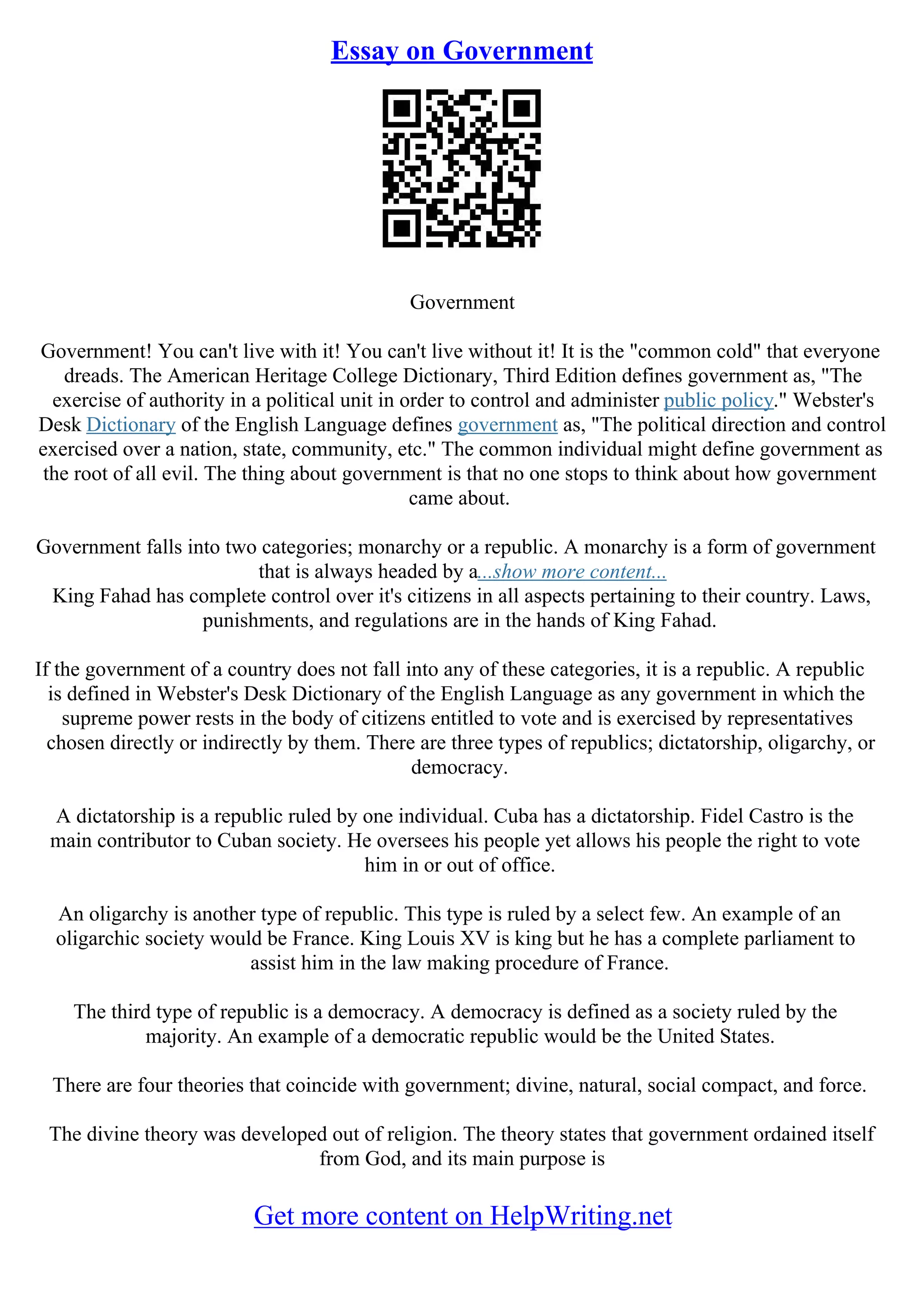 Government Essay | PDF