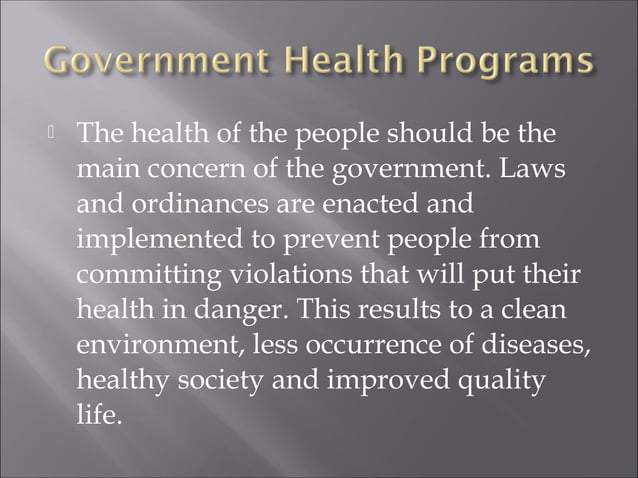 Government Health Programs. | PPT