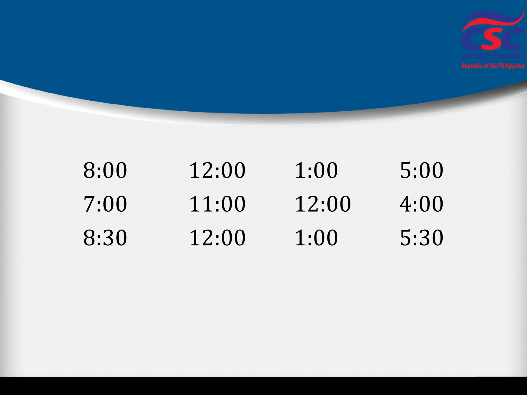 CSC Government Office Hours-posted in their website. | PDF