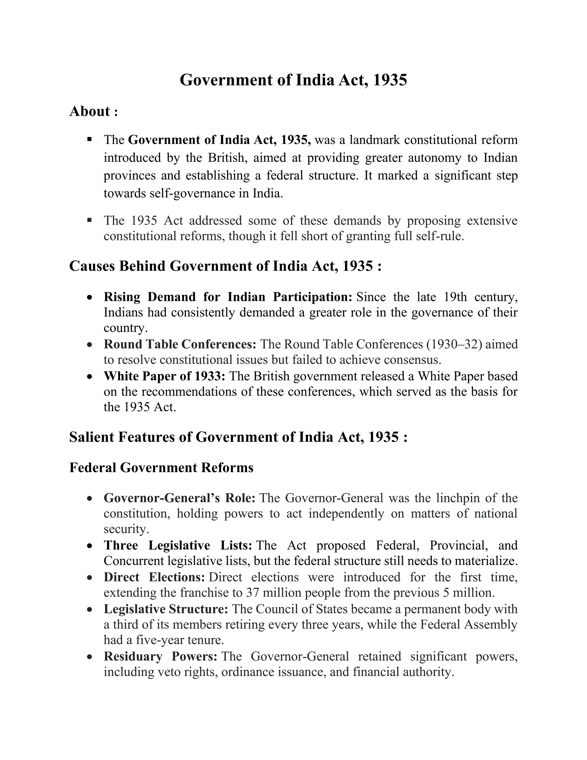 Government of India Act 1935 ( Autonomy ) | PDF
