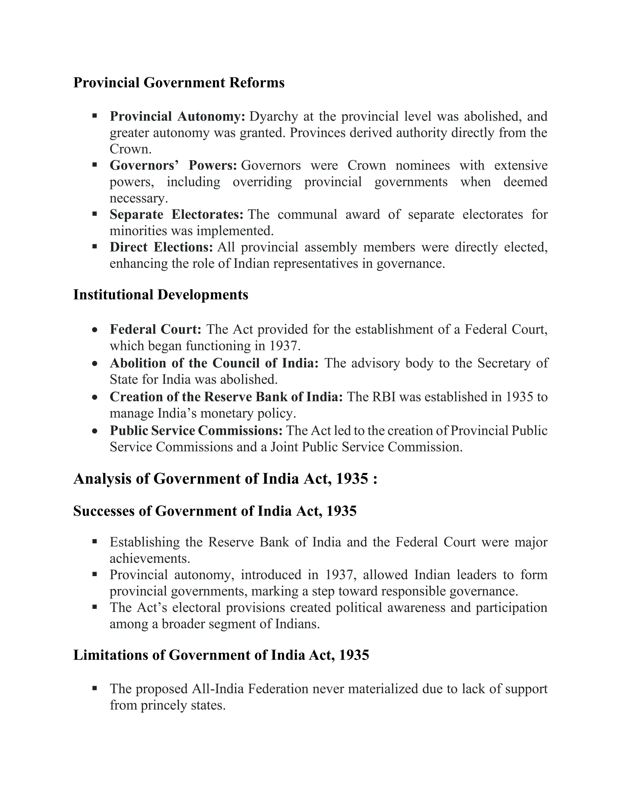 Government of India Act 1935 ( Autonomy ) | PDF