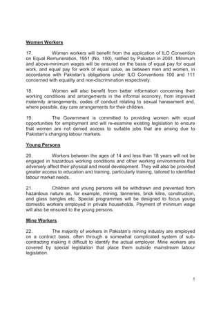 Government of pakistan labour policy 2010 | PDF
