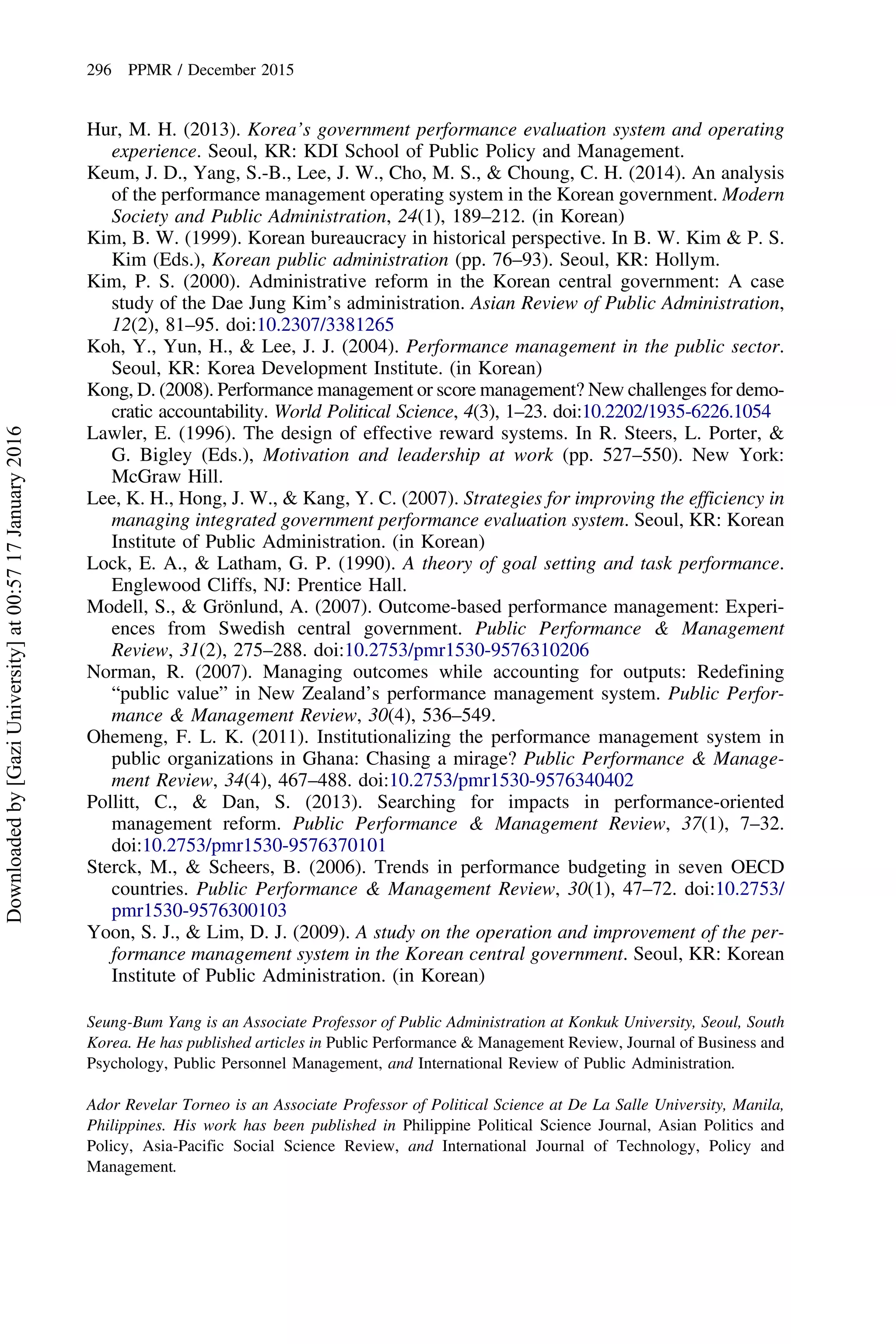 Government performance management and evaluation (history and current ...