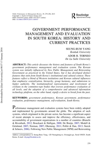 Government performance management and evaluation (history and current ...