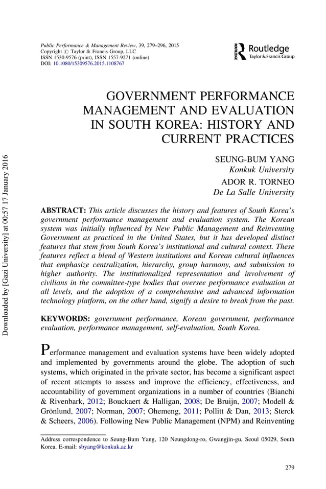Government performance management and evaluation (history and current ...