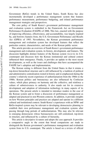 Government performance management and evaluation (history and current ...