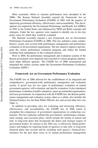 Government performance management and evaluation (history and current ...