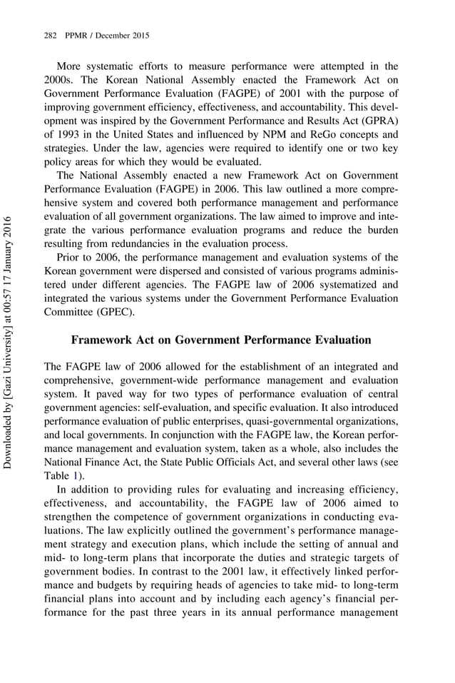 Government performance management and evaluation (history and current ...