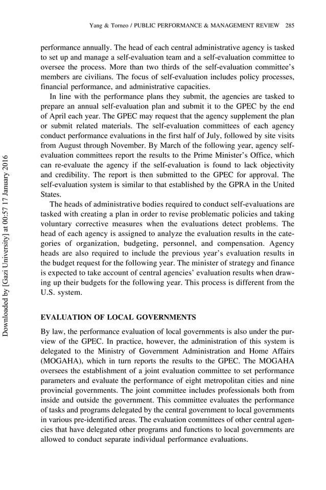 Government performance management and evaluation (history and current ...